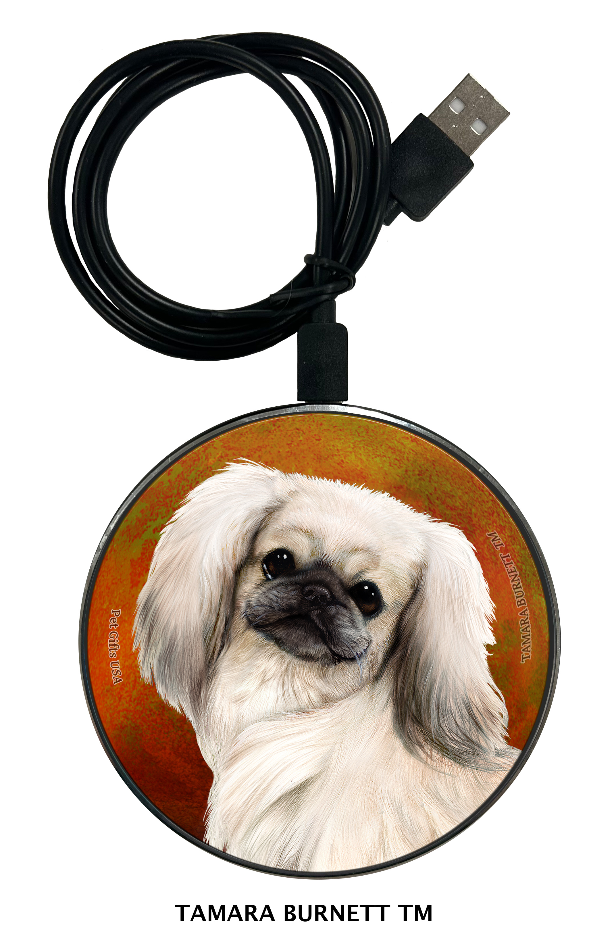 Pekingese White - Zoomies Phone Charger | Pet Gifts USA