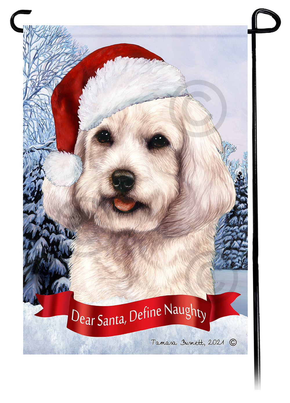 Cockapoo White Dear Santa, Define Naughty - Garden Flag | Pet Gifts USA
