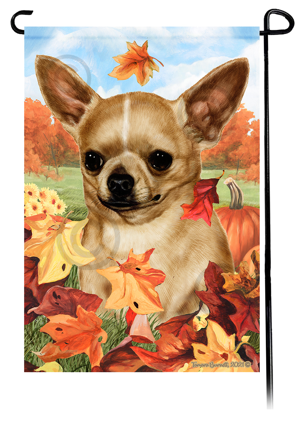 Chihuahua SH Fawn Falling Leaves - Garden Flag | Pet Gifts USA