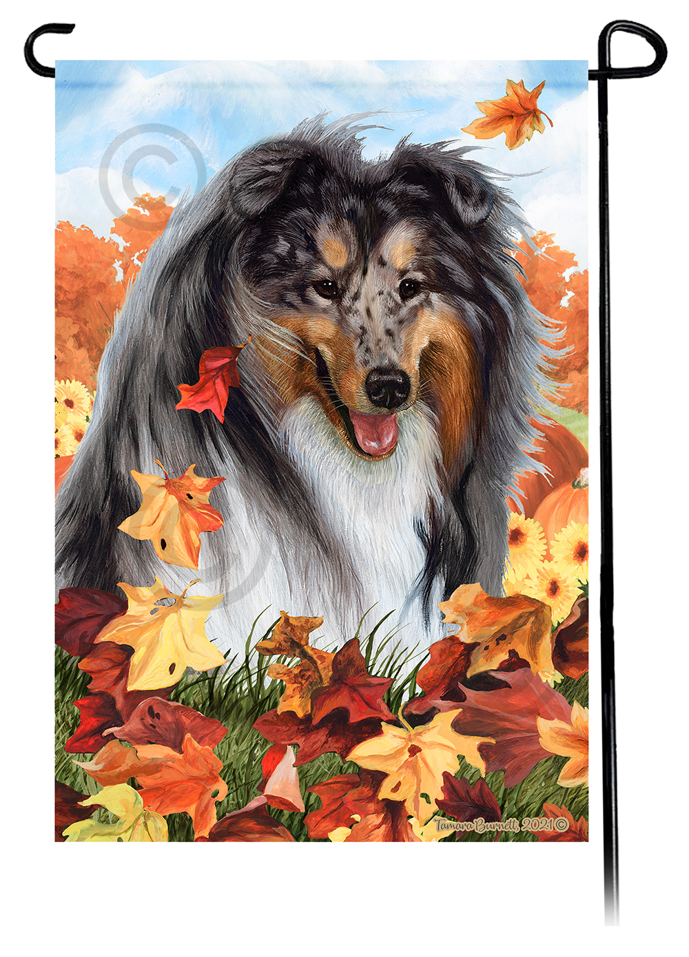 Collie Blue Merle Falling Leaves - Garden Flag | Pet Gifts USA