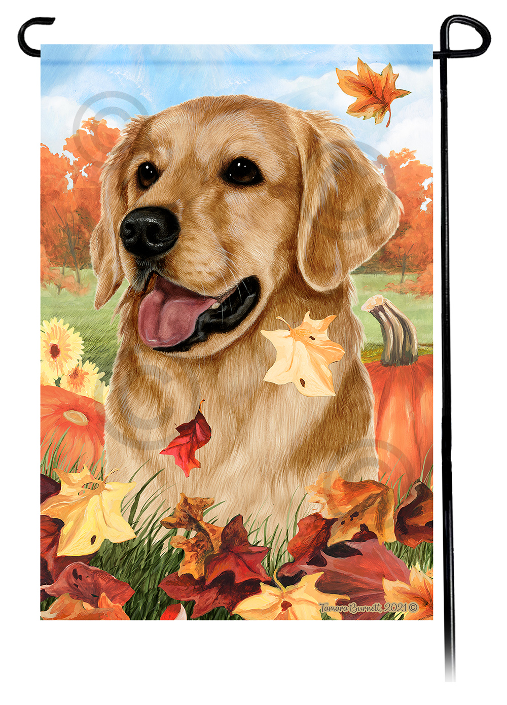 Golden Retriever Falling Leaves - Garden Flag - | Arks-N-Barks