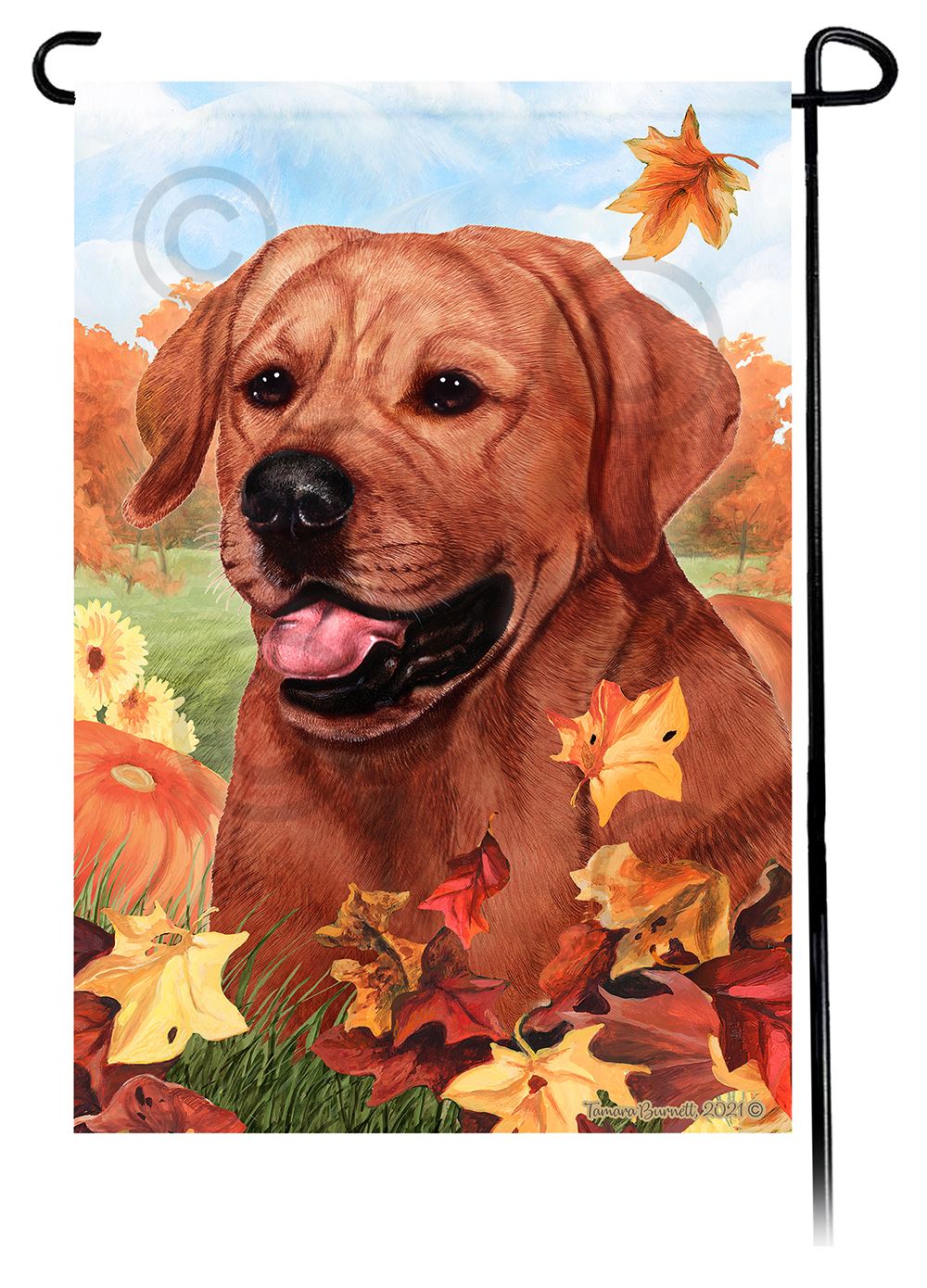 Labrador Red English Falling Leaves - Garden Flag | Pet Gifts USA