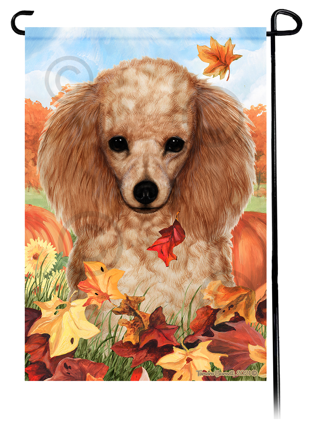 Poodle Apricot Falling Leaves - Garden Flag | Pet Gifts USA