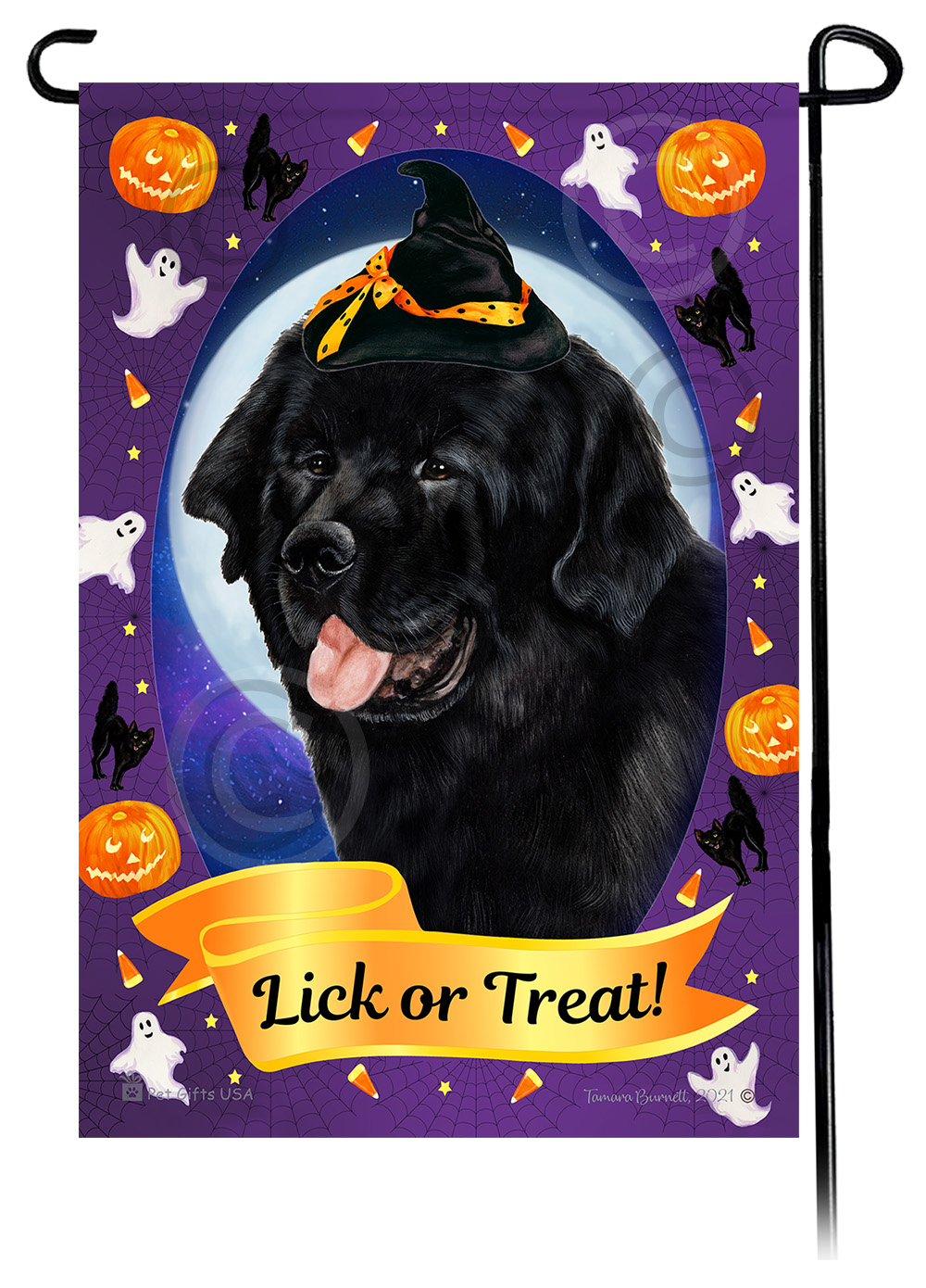 Newfoundland (Black) - Halloween Howls Garden Flag | Pet Gifts USA
