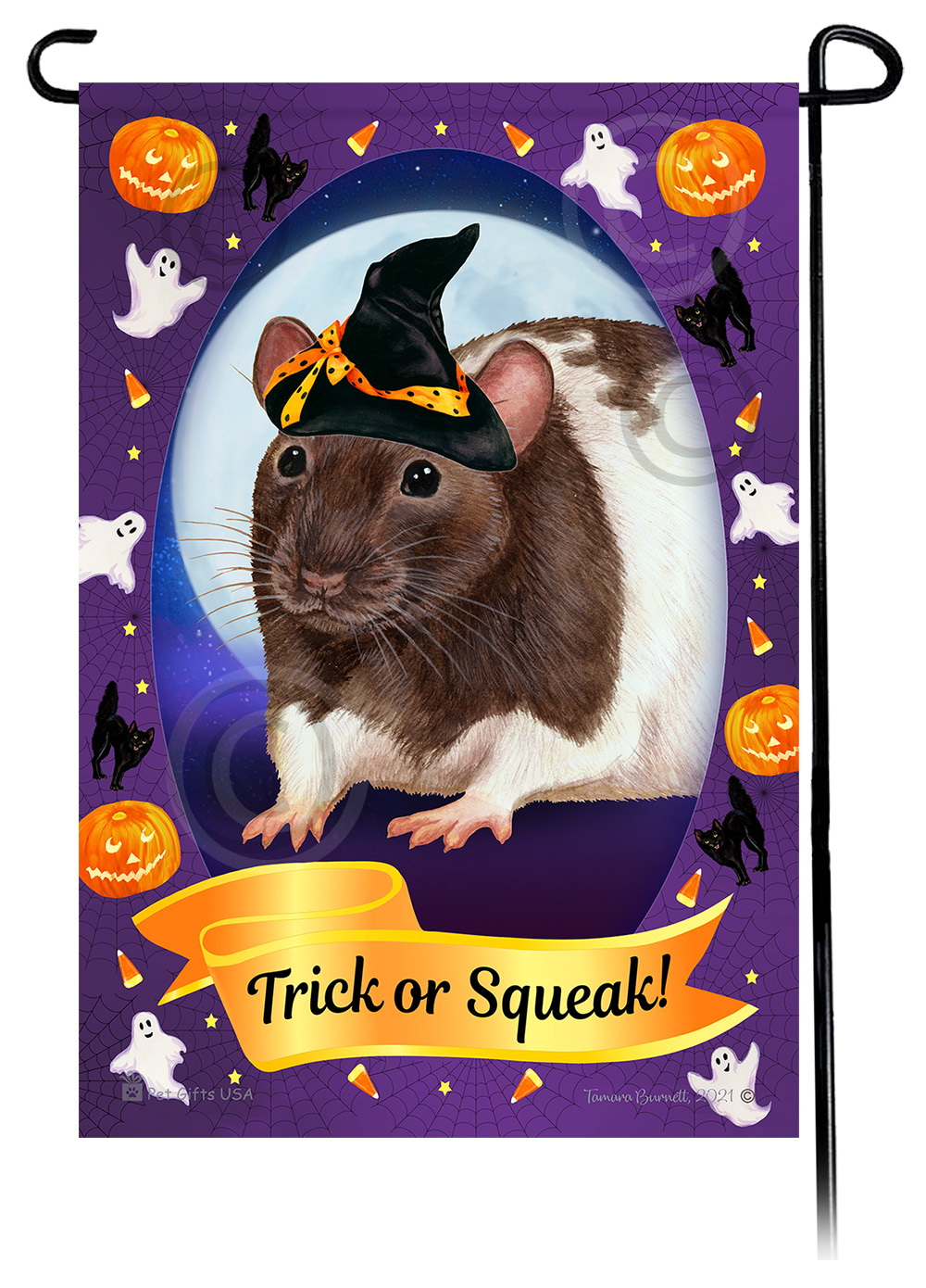 Dachshund Long Haired Dark Black and Tan Dapple - Patriotic Flowers ...