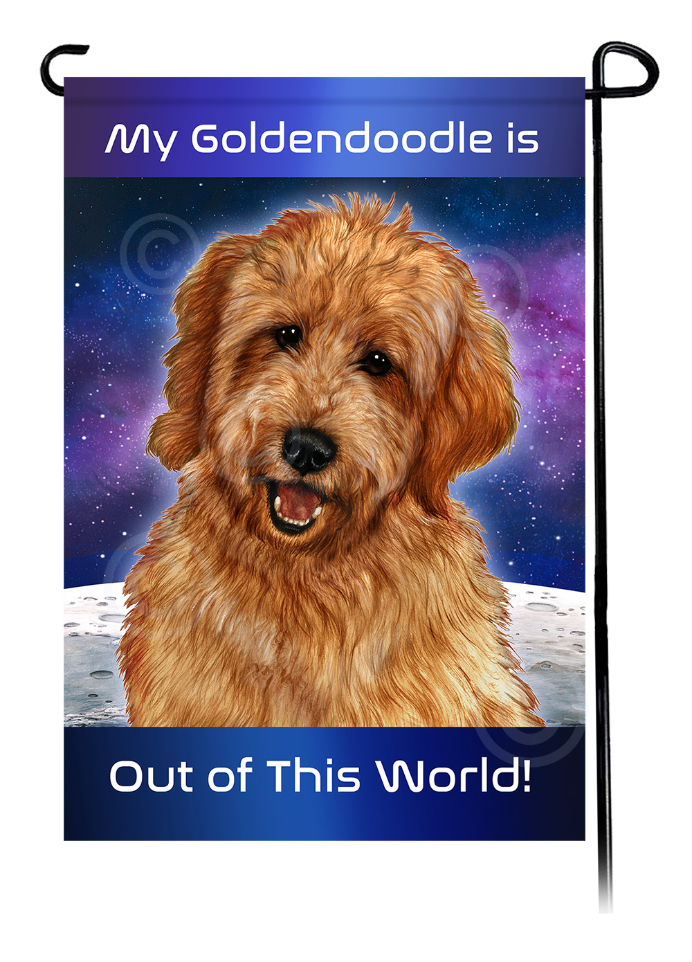 Goldendoodle Red - Out Of This World Garden Flag - | Pet Gifts USA