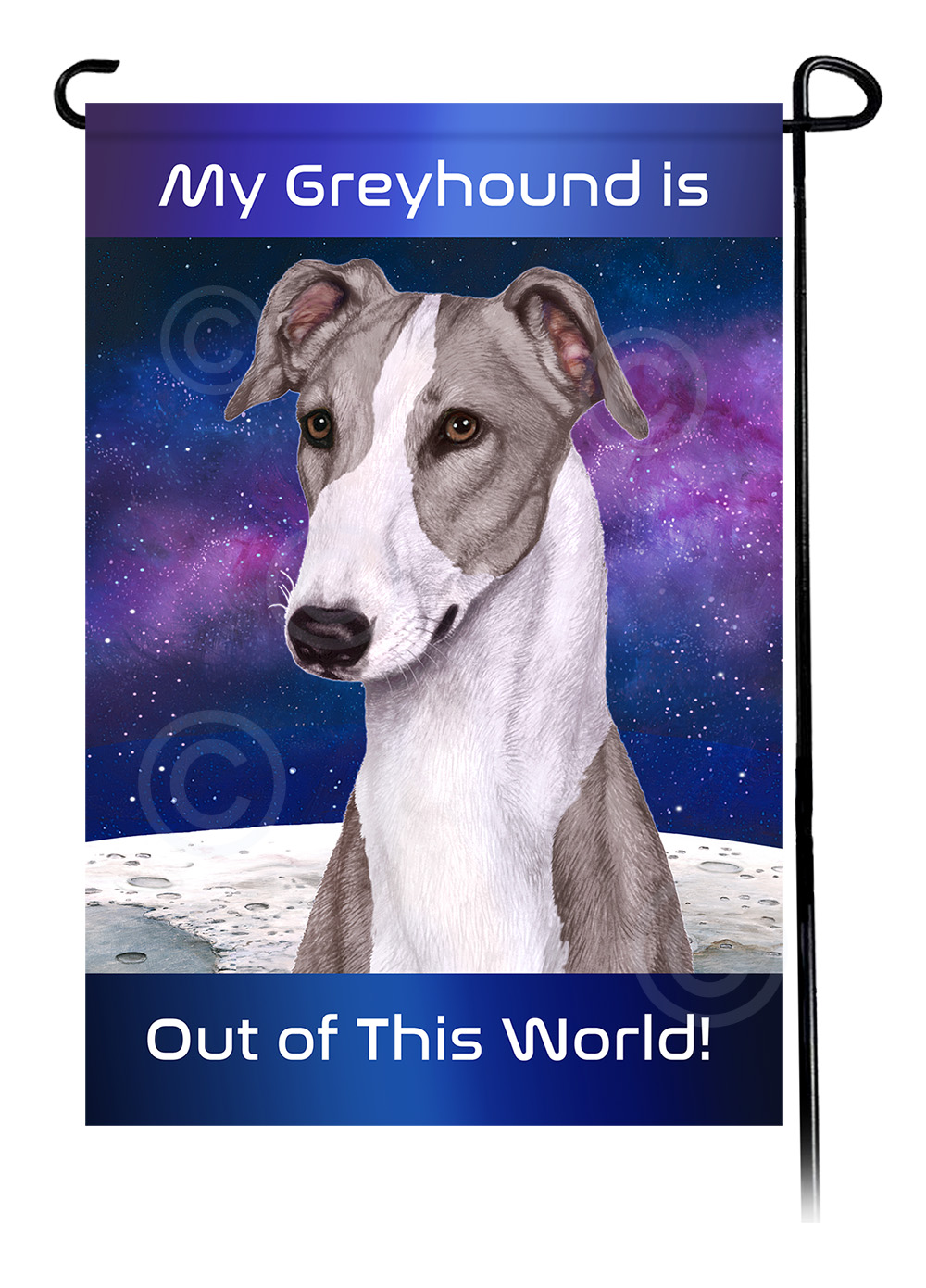 Greyhound Blue and White - NEW - Out Of This World Garden Flag | Pet ...