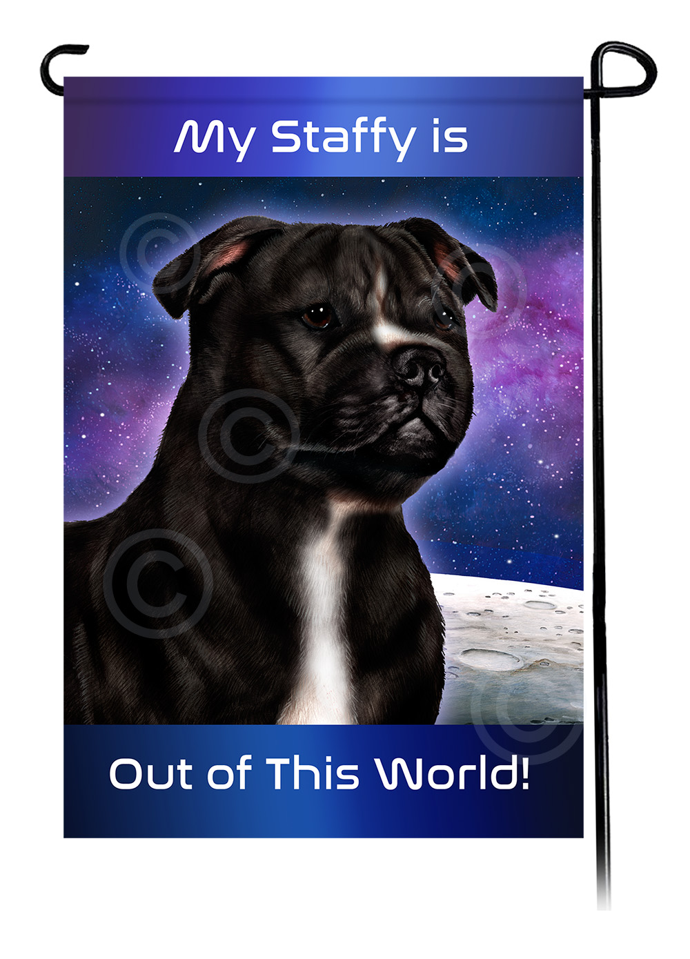 Staffordshire Terrier Black and White - Out Of This World Garden Flag ...