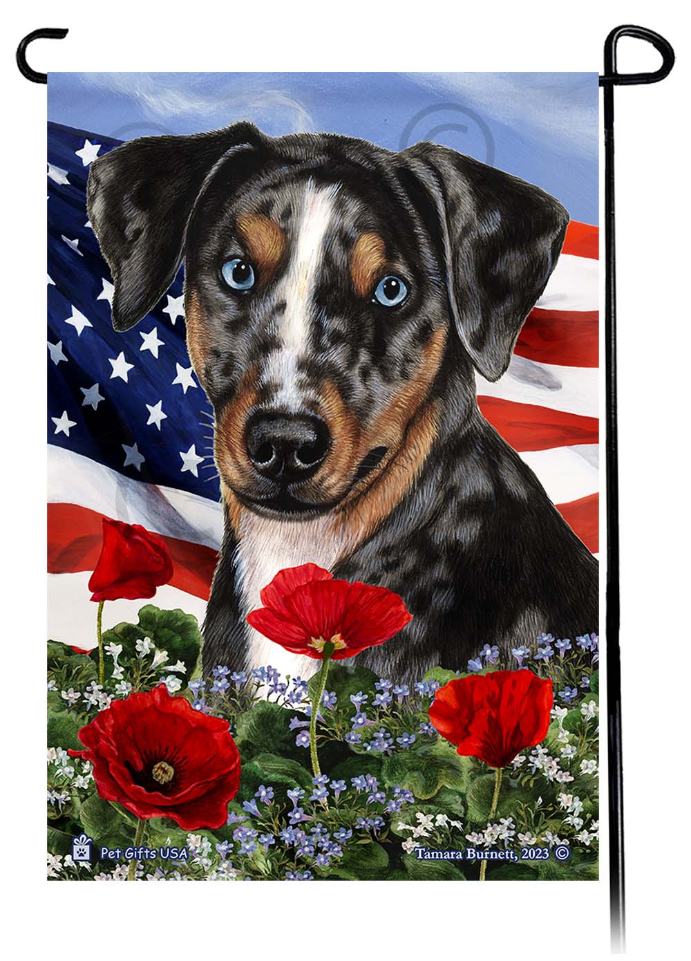 Catahoula Leopard Dog - Patriotic Flowers Garden Flag | Pet Gifts USA