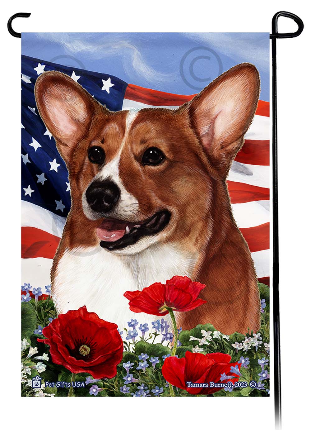 Corgi Pembroke Red and White - Patriotic Flowers Garden Flag | Pet ...
