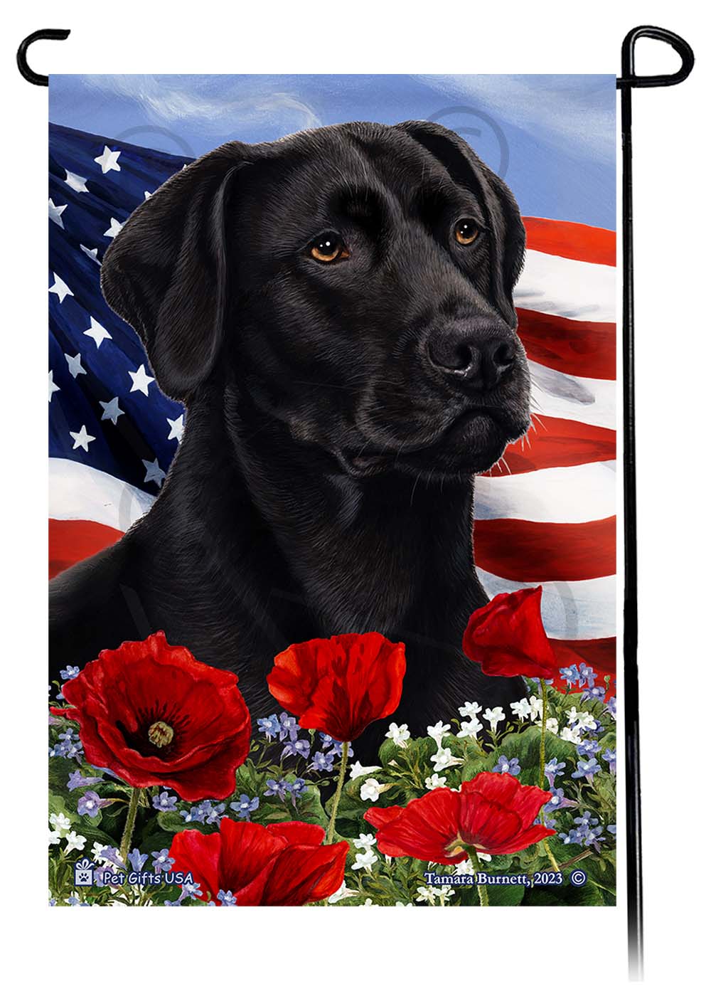 Labrador Retriever American Black - Patriotic Flowers Garden Flag | Pet ...