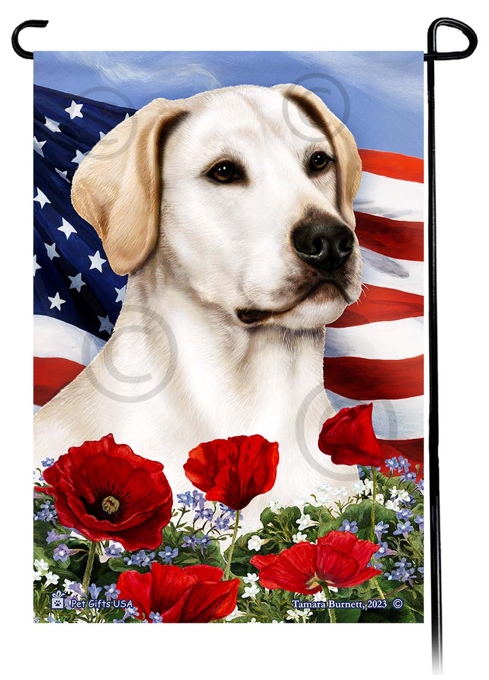 Labrador Retriever American White - Patriotic Flowers Garden Flag | Pet ...
