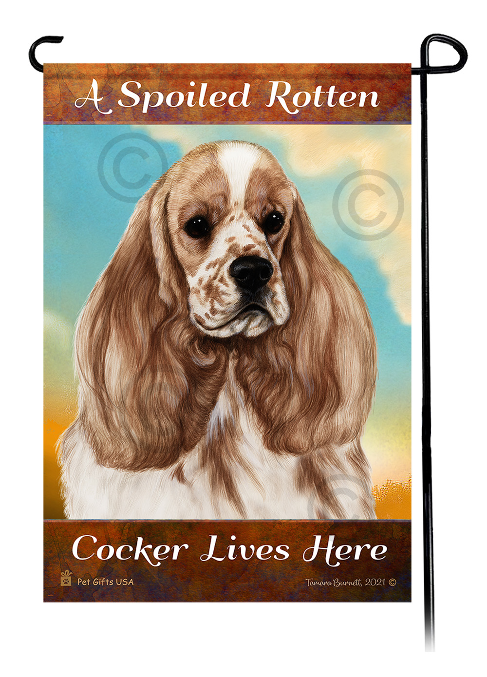 A Spoiled Rotten Cocker Spaniel Buff Parti Lives Here - Garden Flag ...