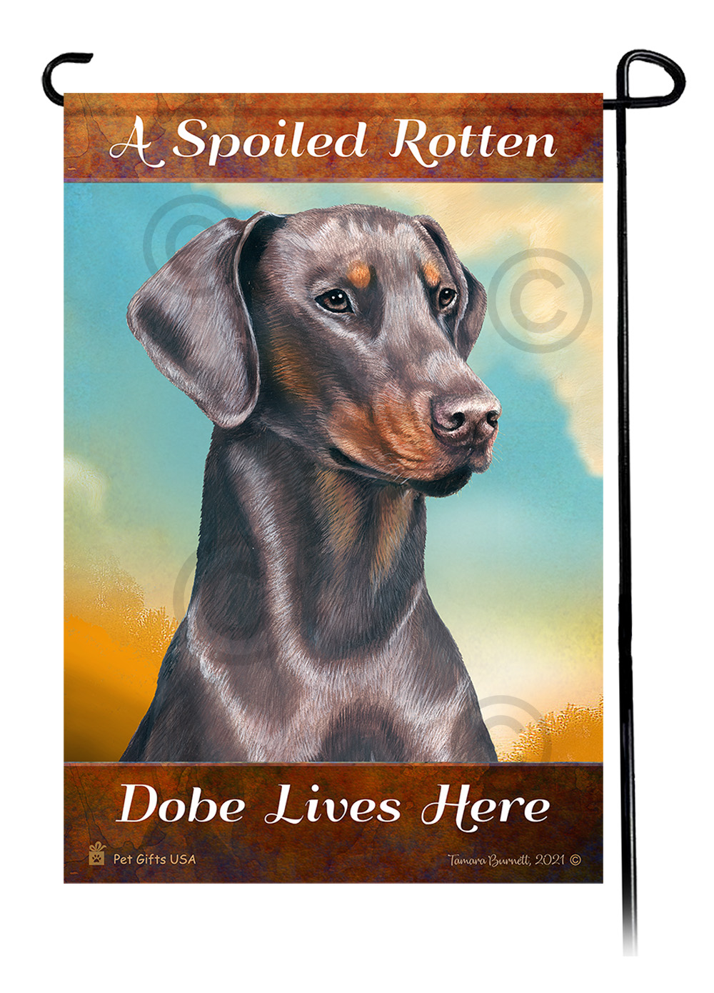 A Spoiled Rotten Doberman Blue Uncropped Lives Here - Garden Flag | Pet ...
