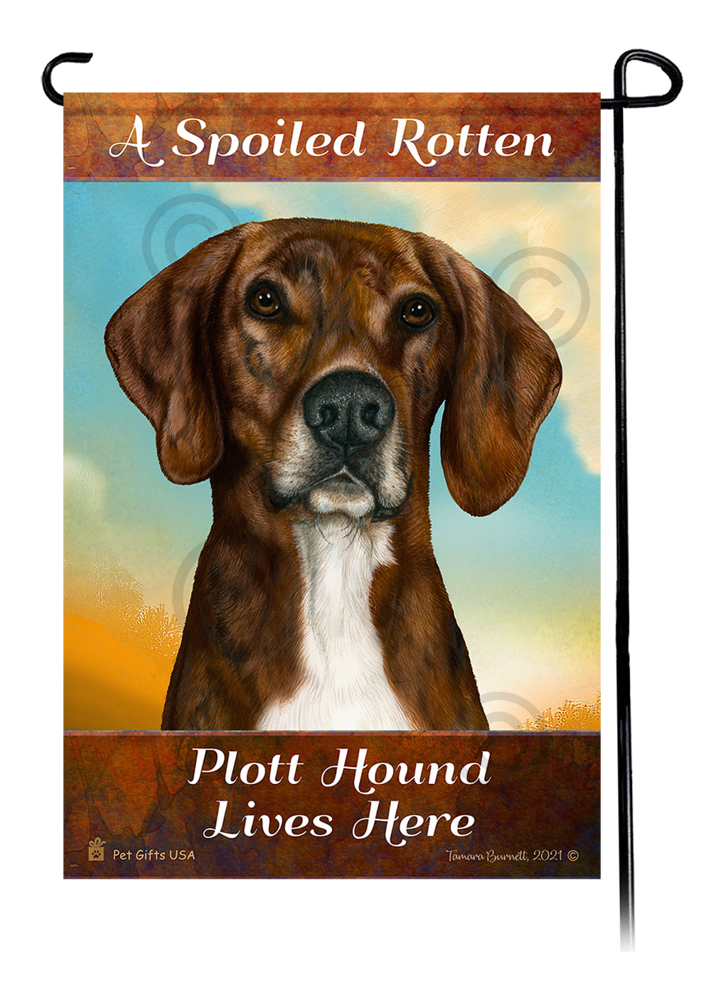 A Spoiled Rotten Plott Hound Brindle and White Lives Here - Garden Flag ...