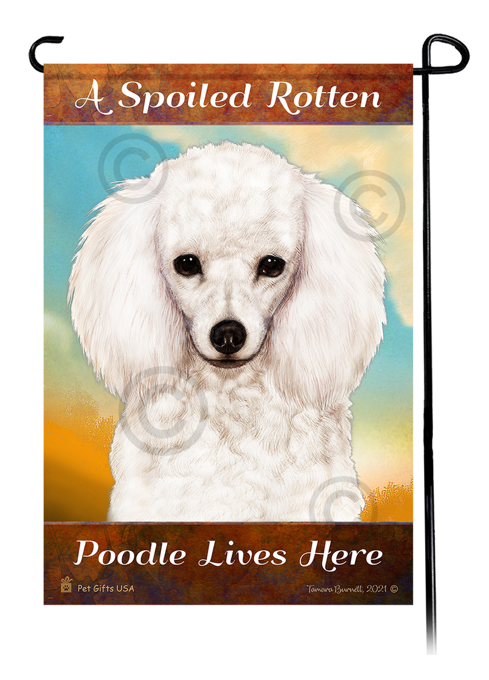 A Spoiled Rotten Poodle White Lives Here - Garden Flag | Pet Gifts USA