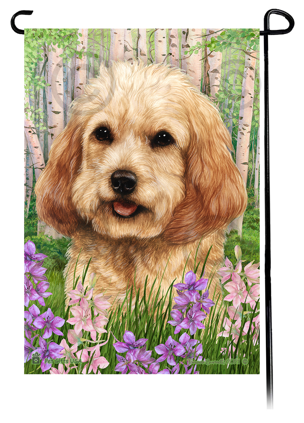 Cockapoo Blonde Spring Flowers Flag | Pet Gifts USA