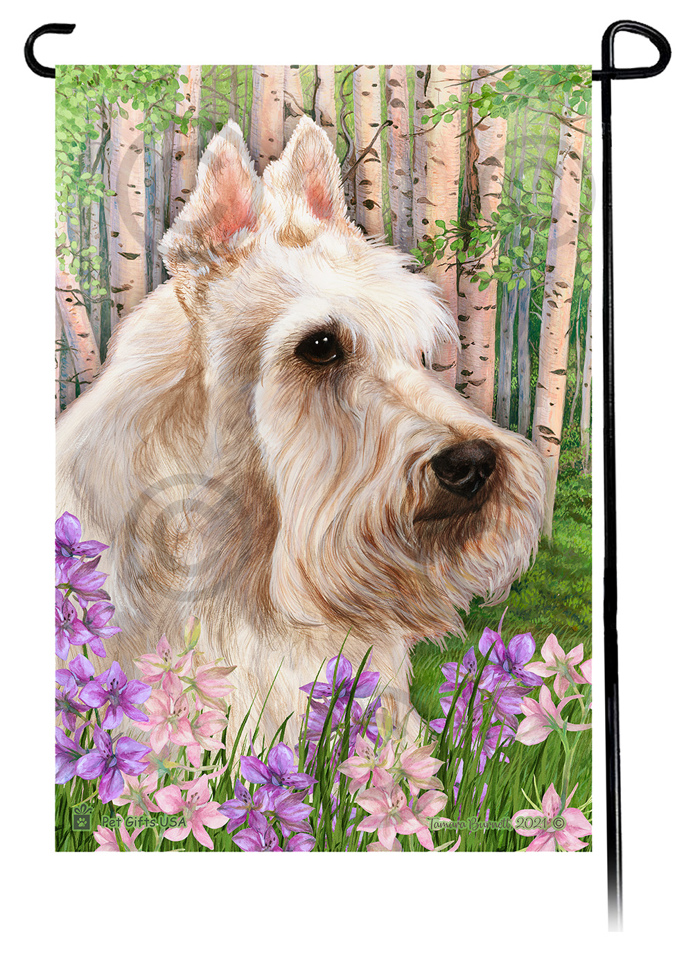 Scottish Terrier Wheaten Spring Flowers Flag | Pet Gifts USA