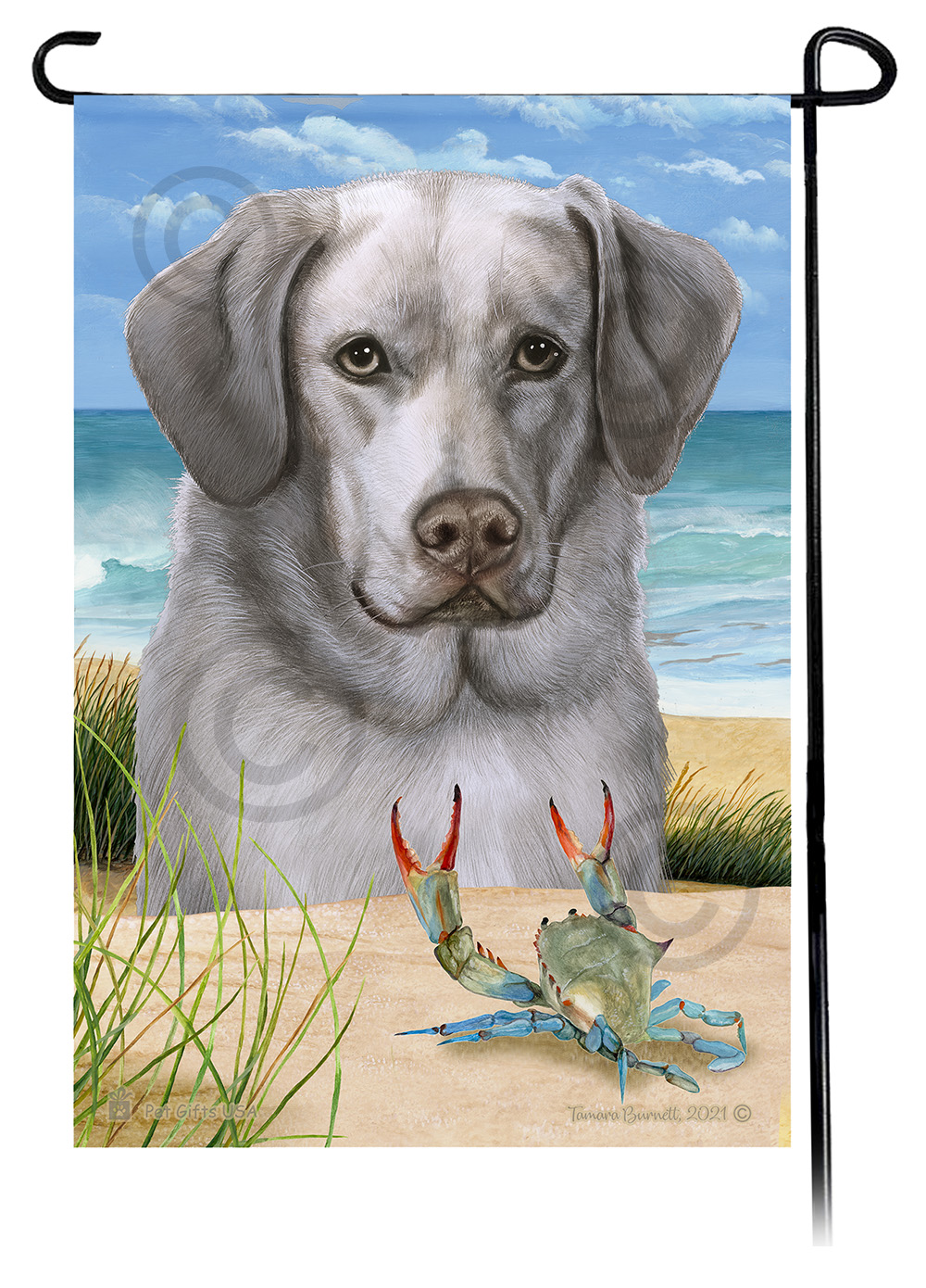 Labrador Retriever Silver Front Face Summer Beach Garden Flag | Pet ...