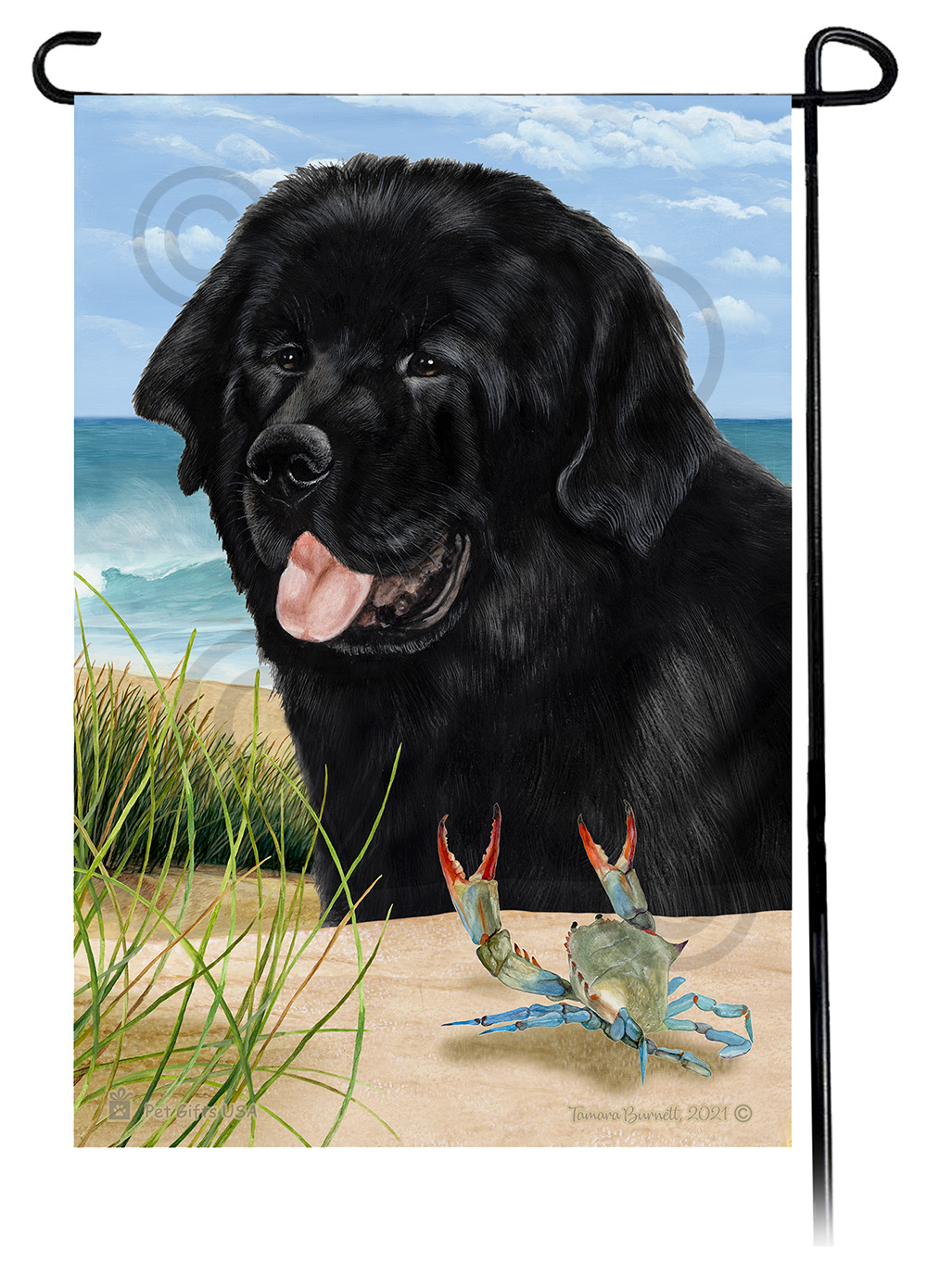 Newfoundland Black Summer Beach Garden Flag | Pet Gifts USA