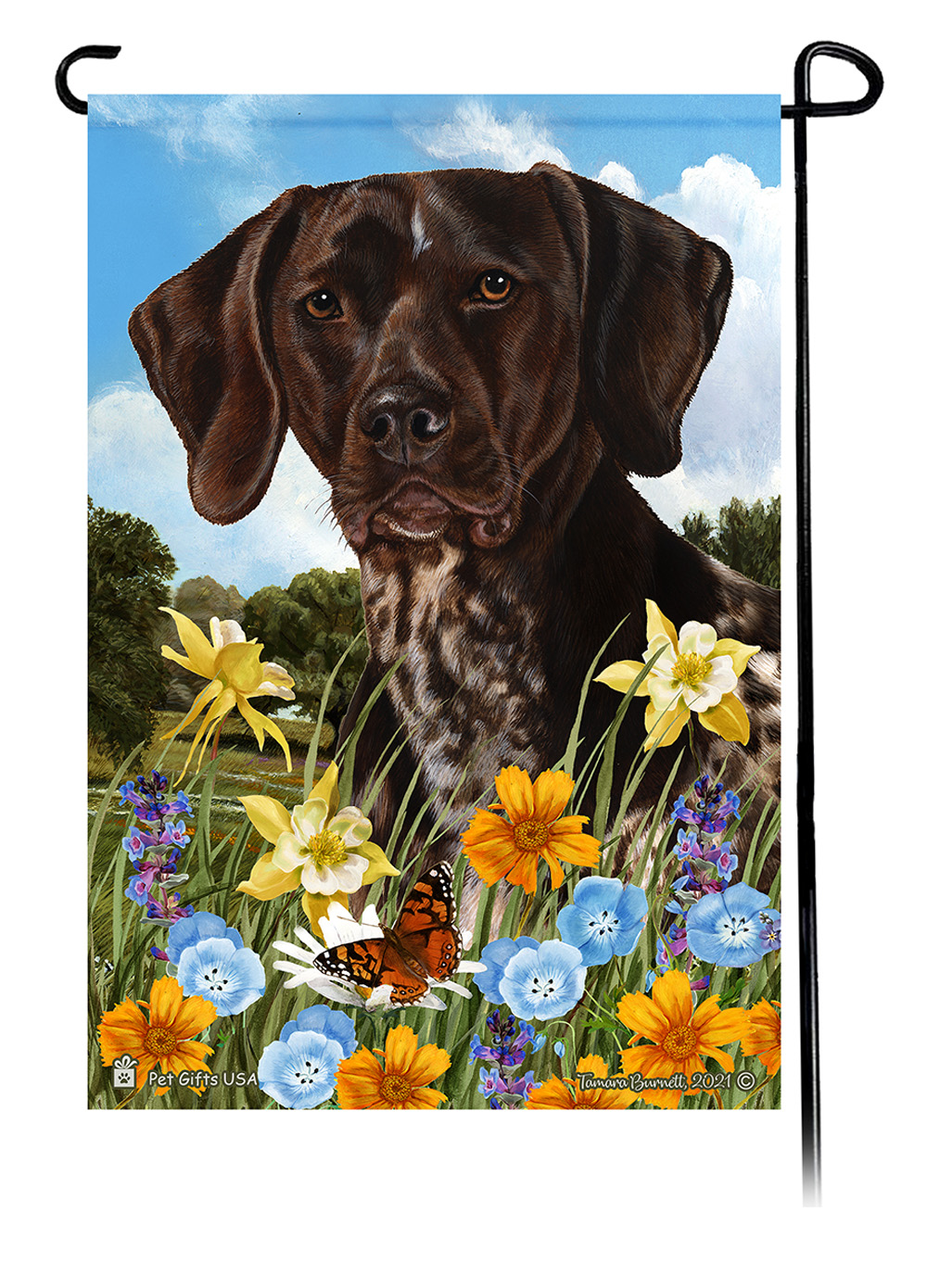 German Shorthaired Pointer Summer Flowers Garden Flag - | Arks-N-Barks