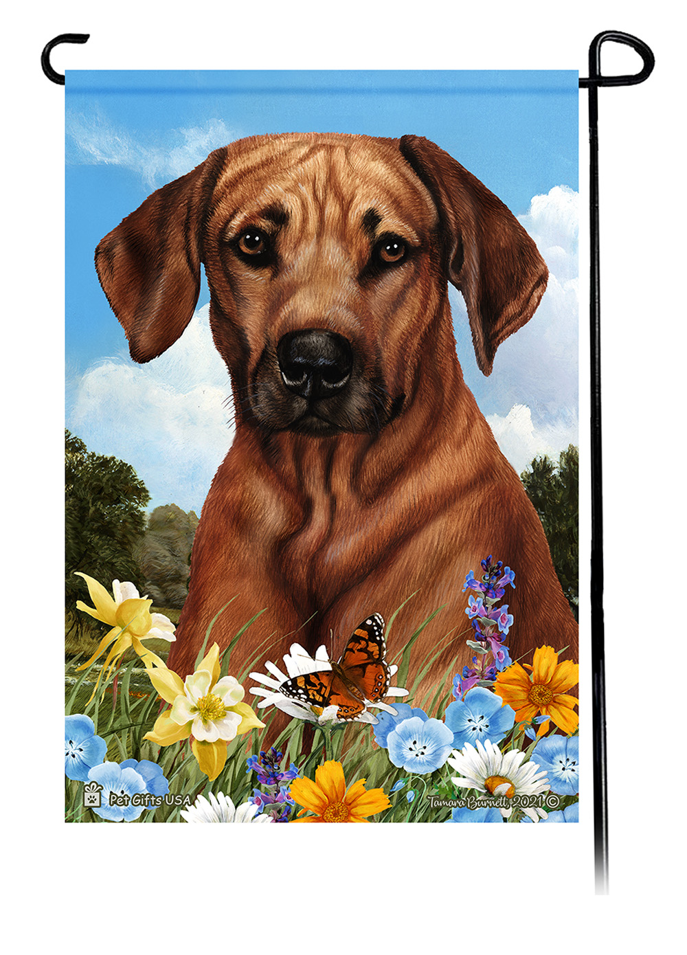 Rhodesian Ridgeback Summer Flowers Garden Flag | Pet Gifts USA