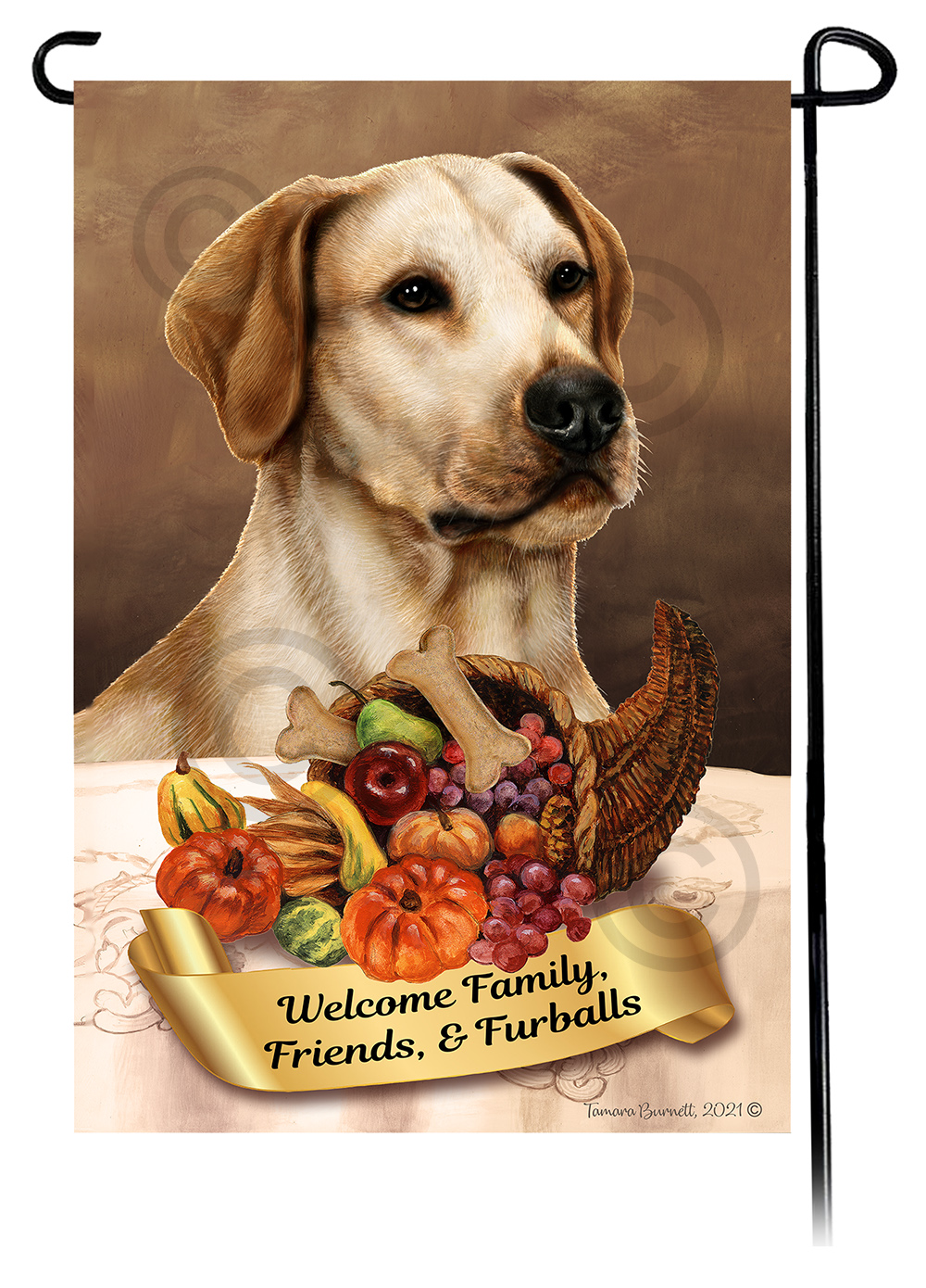 Labrador Yellow American Thanksgiving - Garden Flag | Pet Gifts USA