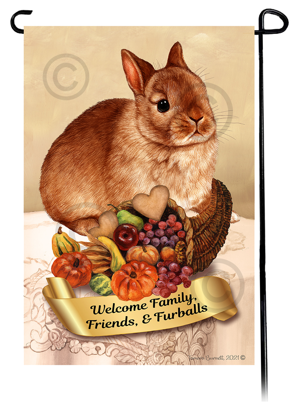 Rabbit Netherland Dwarf Cinnamon Thanksgiving - Garden Flag - | Arks-N ...