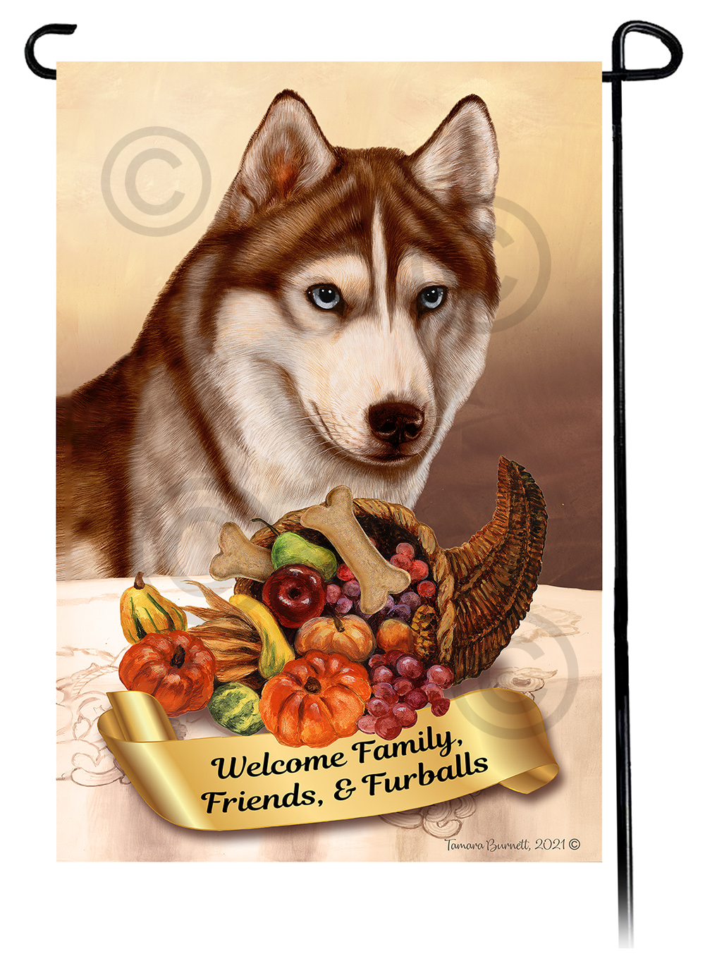 Siberian Husky Red and White Blue Eyes Thanksgiving - Garden Flag | Pet ...