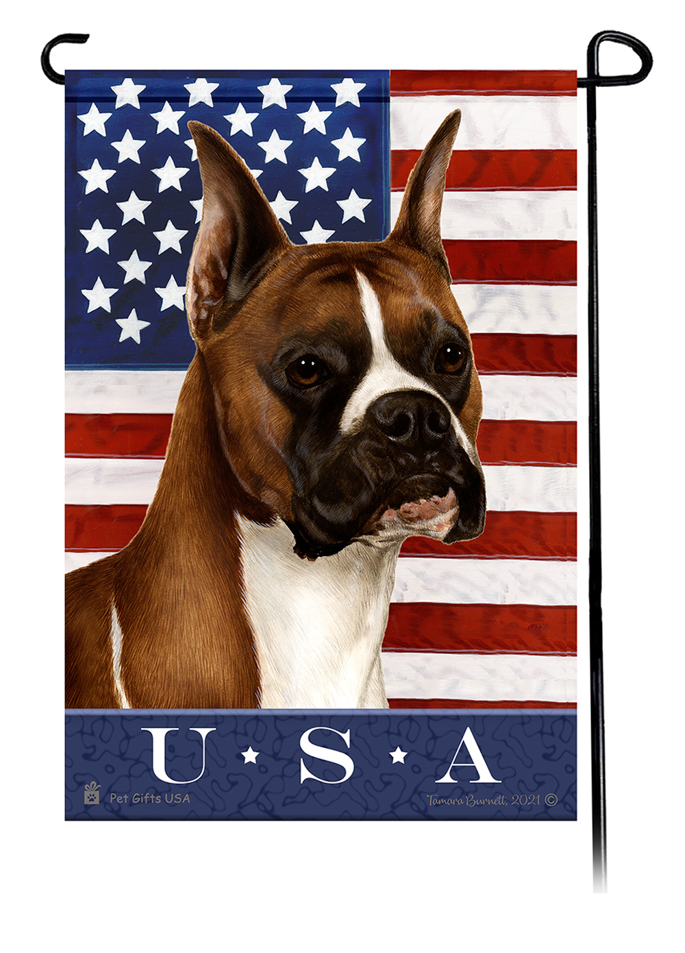 Boxer Fawn Cropped True Blue Garden Flag - | Arks-N-Barks