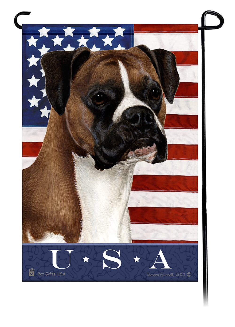 Boxer Fawn Uncropped True Blue Garden Flag - | Arks-N-Barks