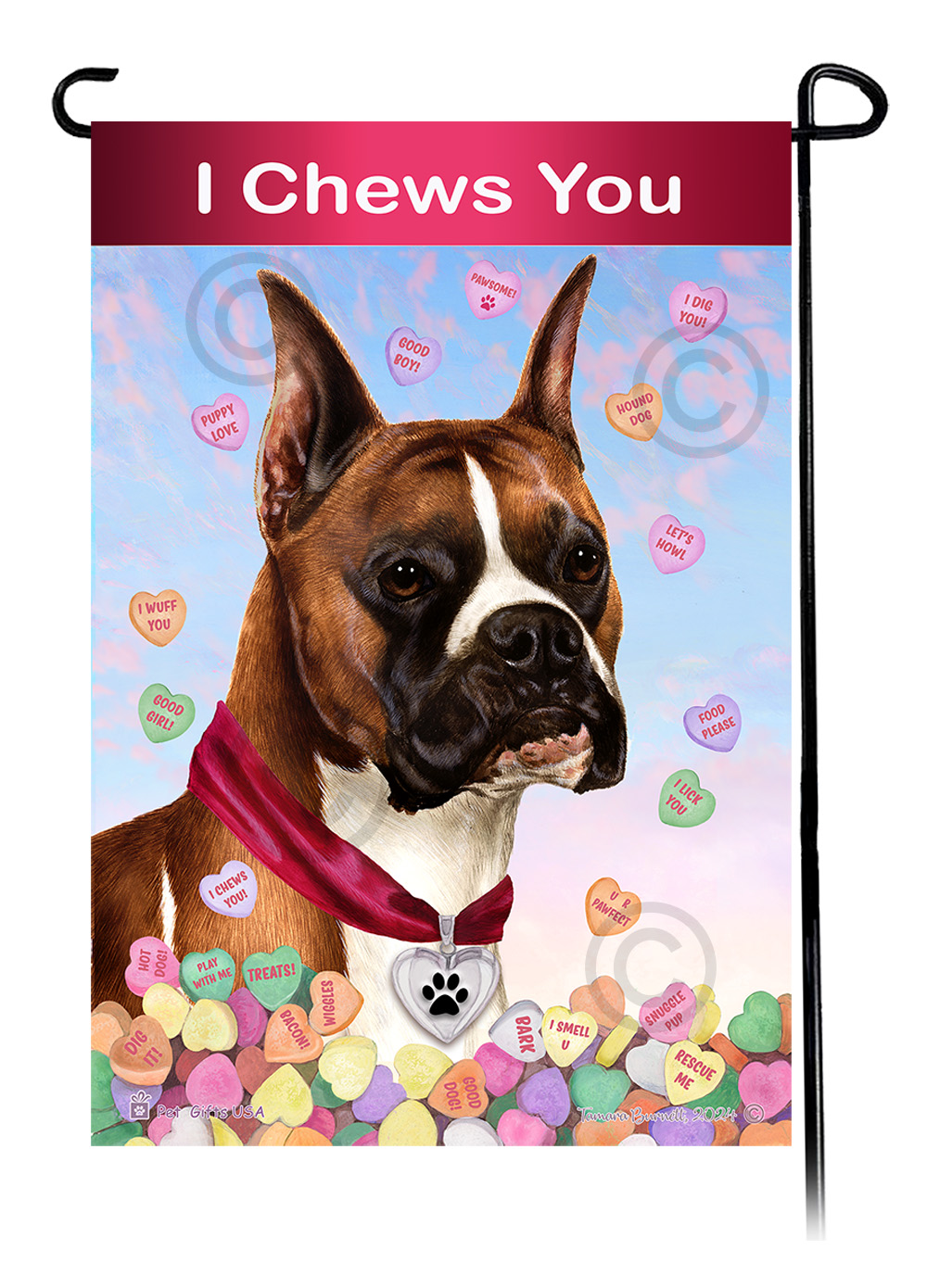 Boxer Fawn Cropped - Valentine Sweetheart Garden Flag | Pet Gifts USA