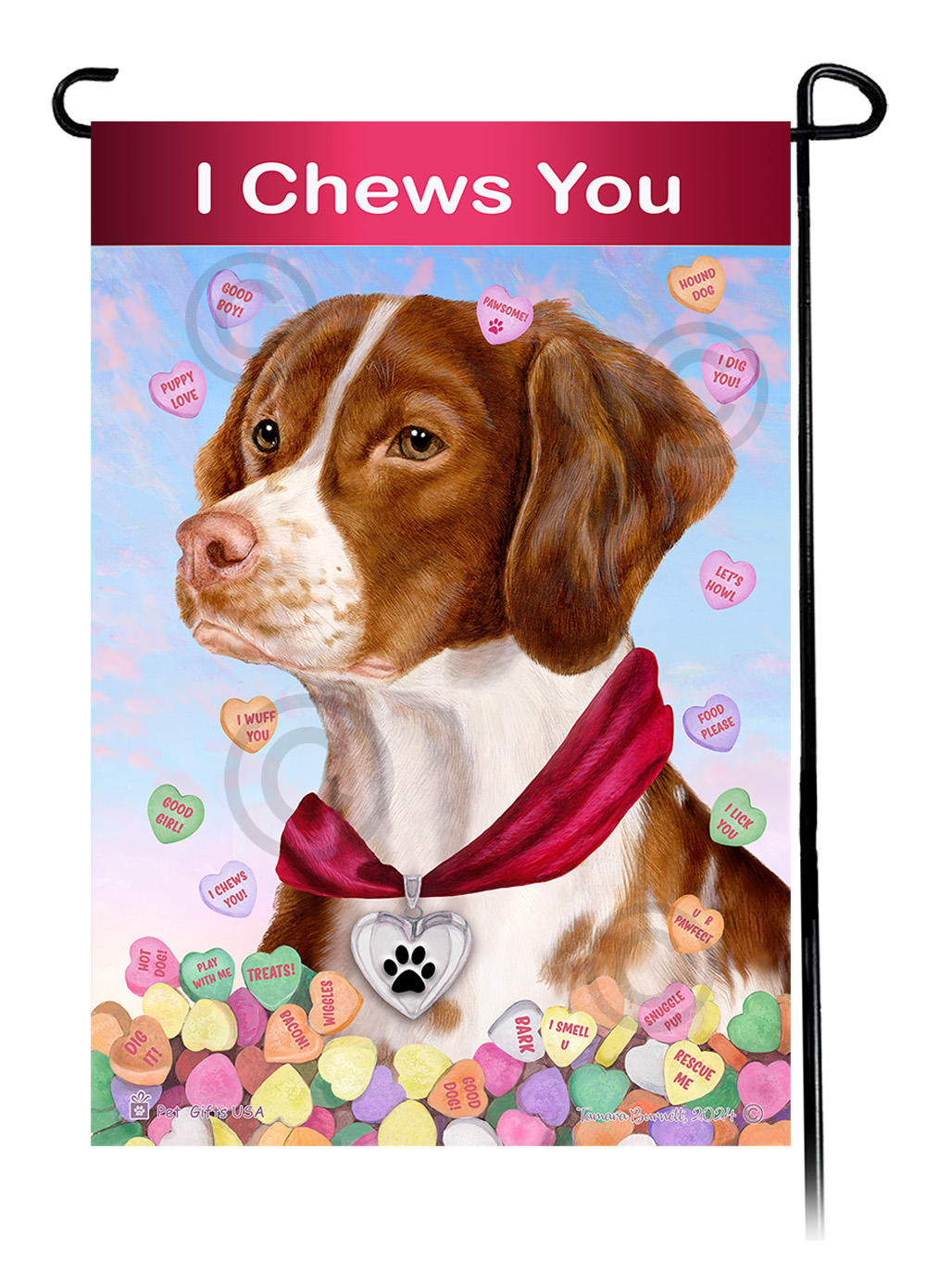 Brittany Orange and White - Valentine Sweetheart Garden Flag | Pet ...