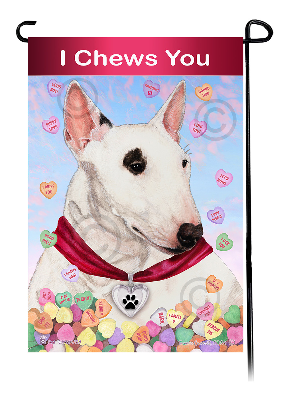 Bull Terrier Mini White - Valentine Sweetheart Garden Flag - | Pet ...