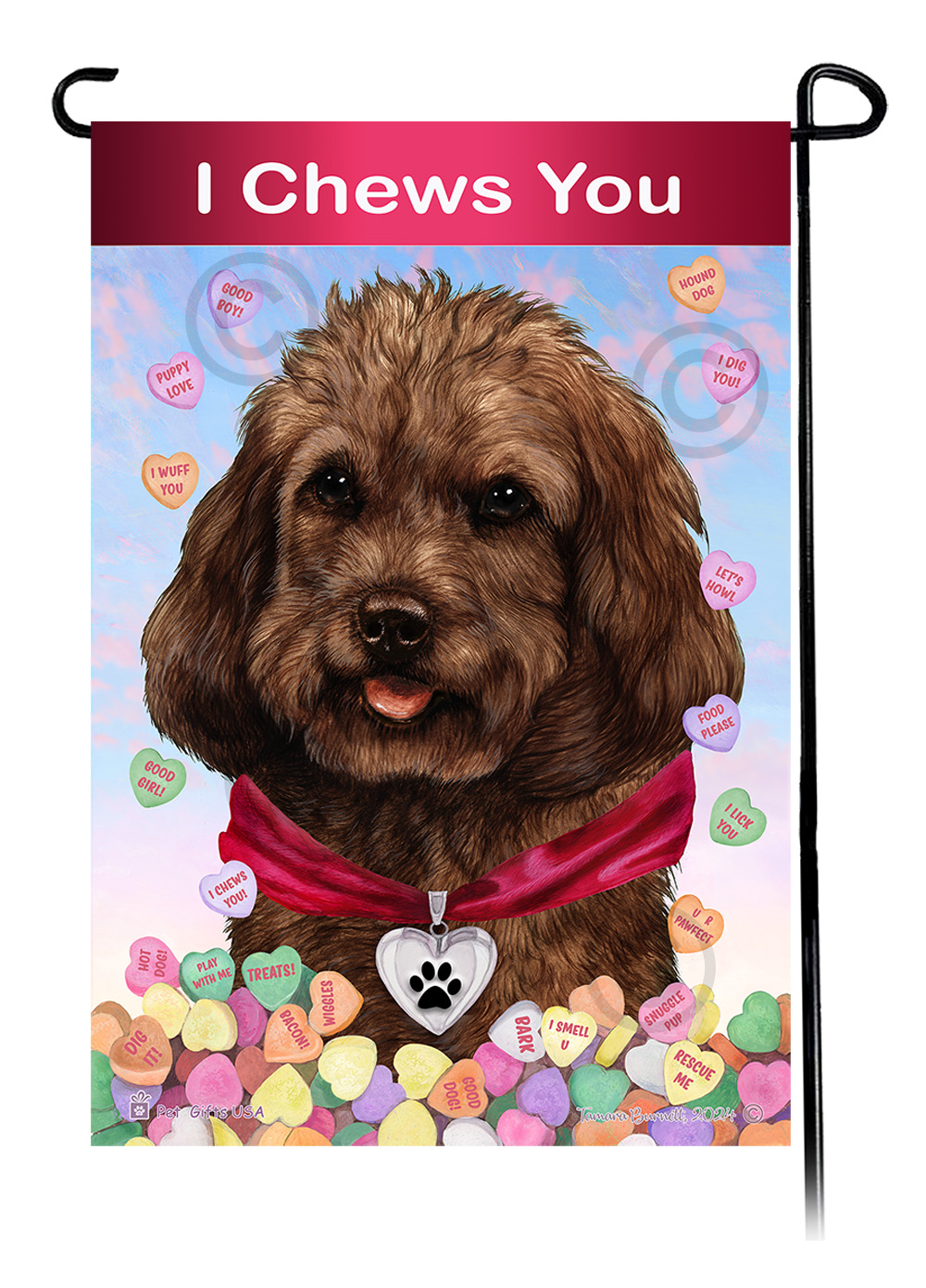 Cockapoo Chocolate - Valentine Sweetheart Garden Flag | Pet Gifts USA