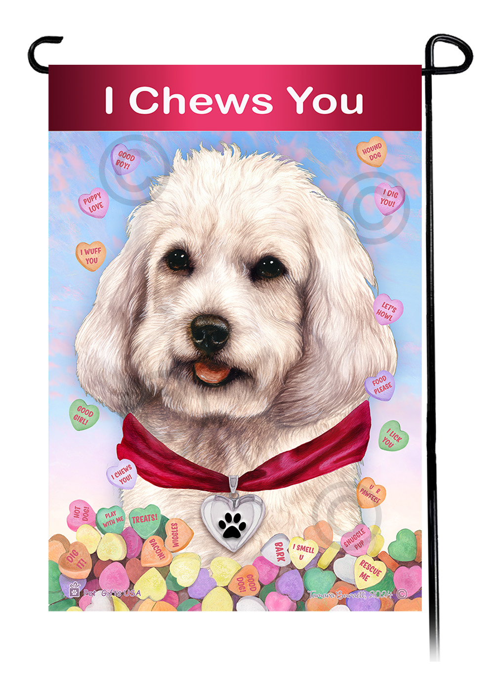 Cockapoo White - Valentine Sweetheart Garden Flag | Pet Gifts USA