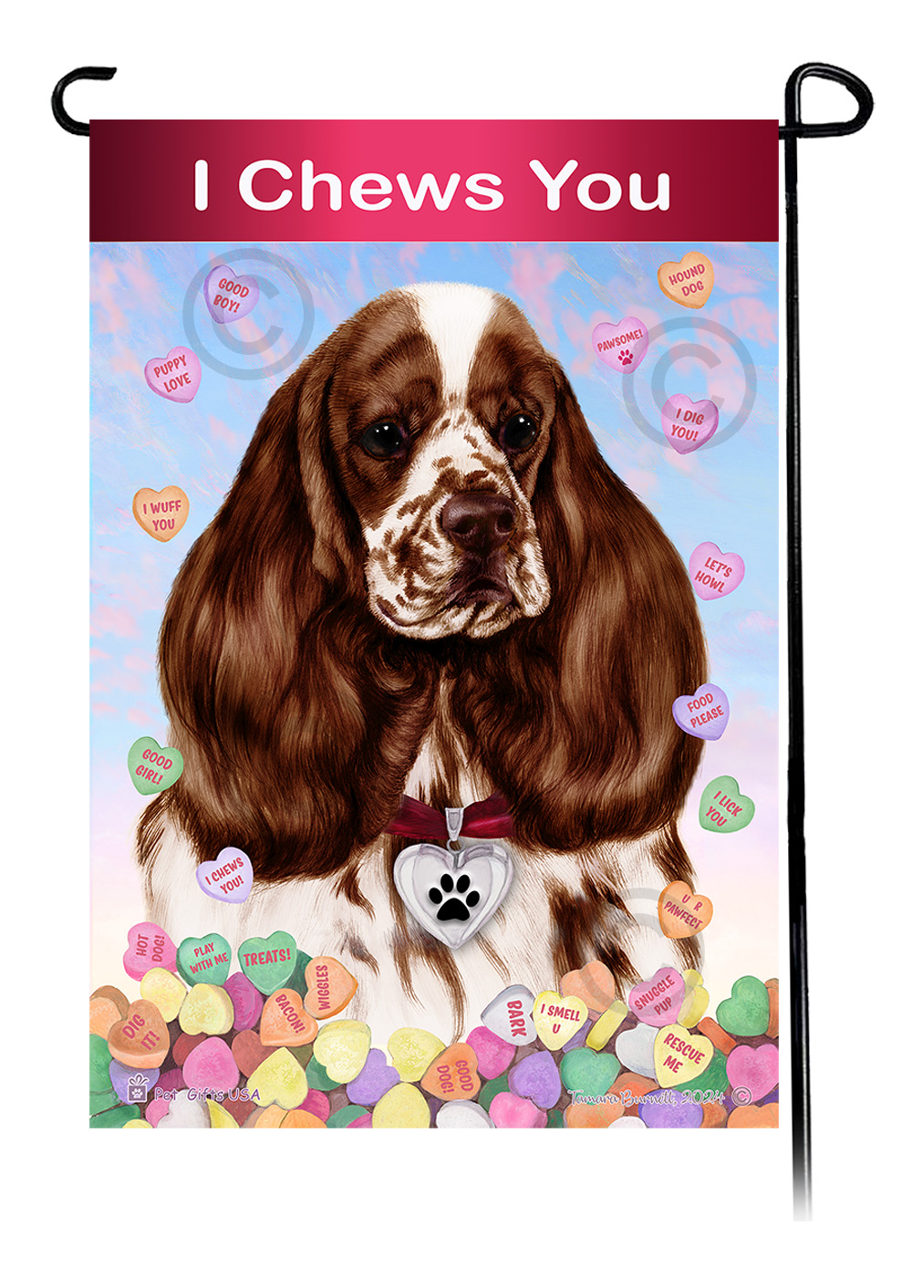 Cocker Spaniel Chocolate Parti - Valentine Sweetheart Garden Flag | Pet ...