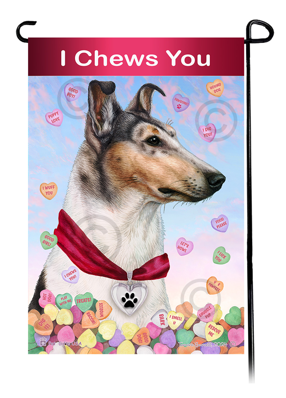 Smooth Collie Blue Merle - Valentine Sweetheart Garden Flag | Pet Gifts USA