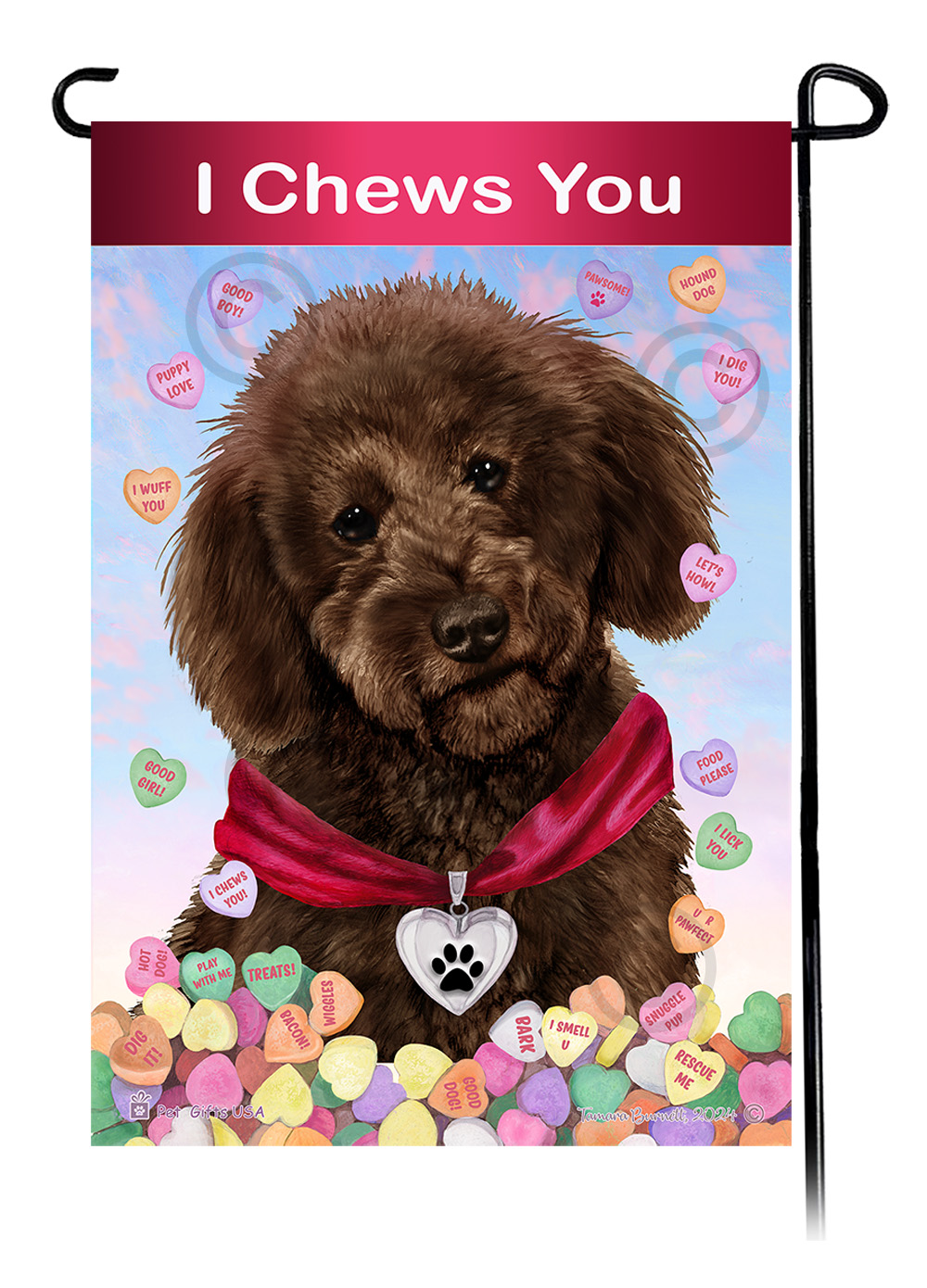 Labradoodle Chocolate - Valentine Sweetheart Garden Flag | Pet Gifts USA