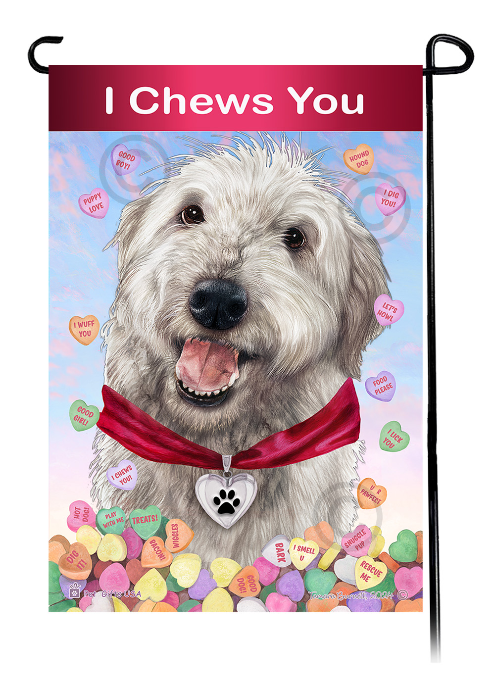 Labradoodle Grey Shaggy Cut - Valentine Sweetheart Garden Flag | Pet ...