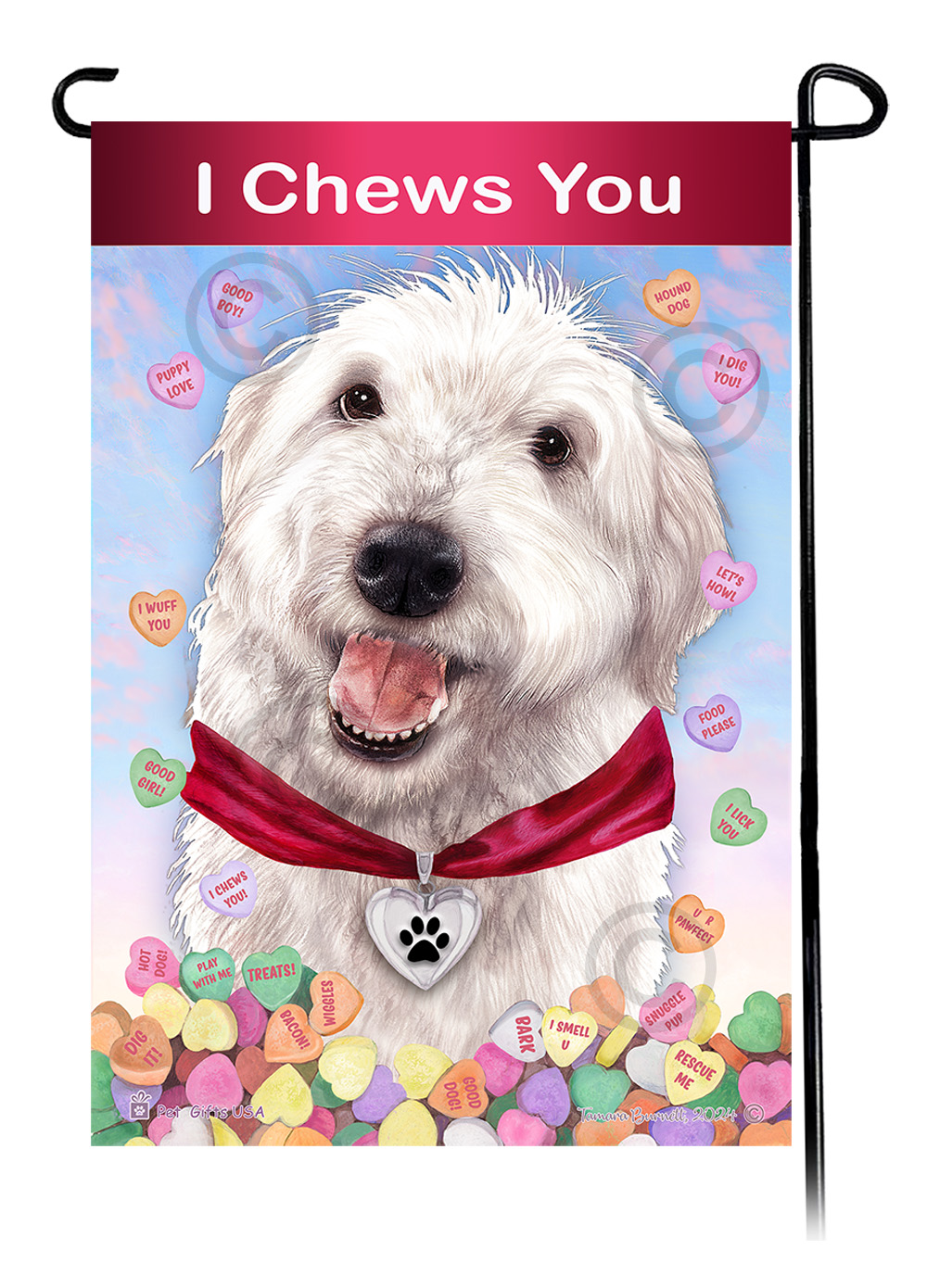 Labradoodle White Shaggy Cut - Valentine Sweetheart Garden Flag | Pet ...