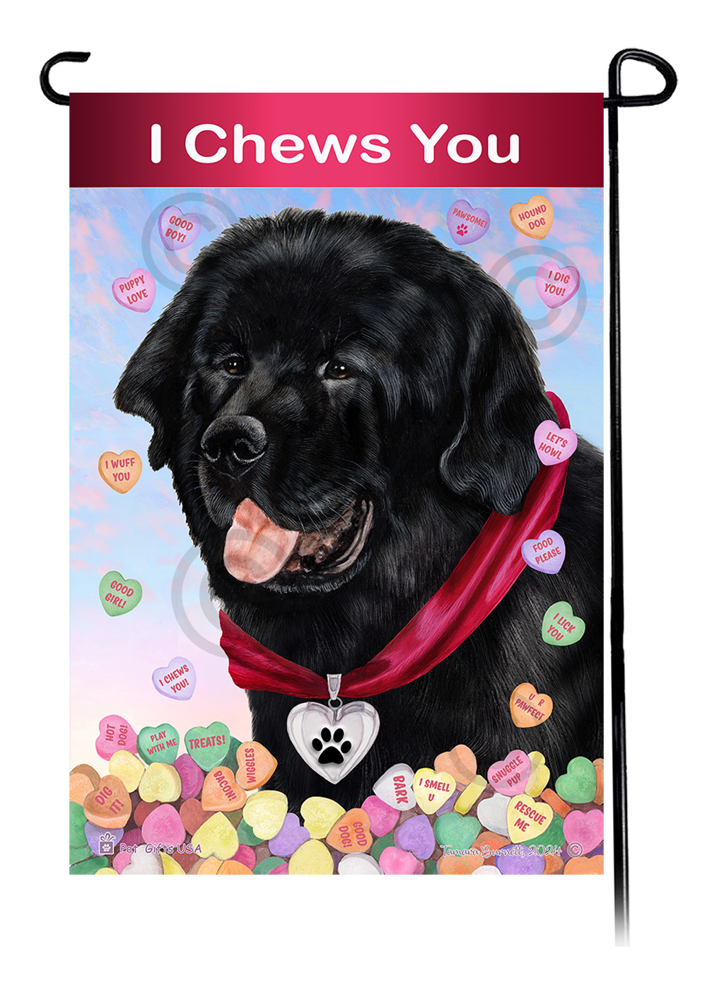 Newfoundland Black - Valentine Sweetheart Garden Flag | Pet Gifts USA