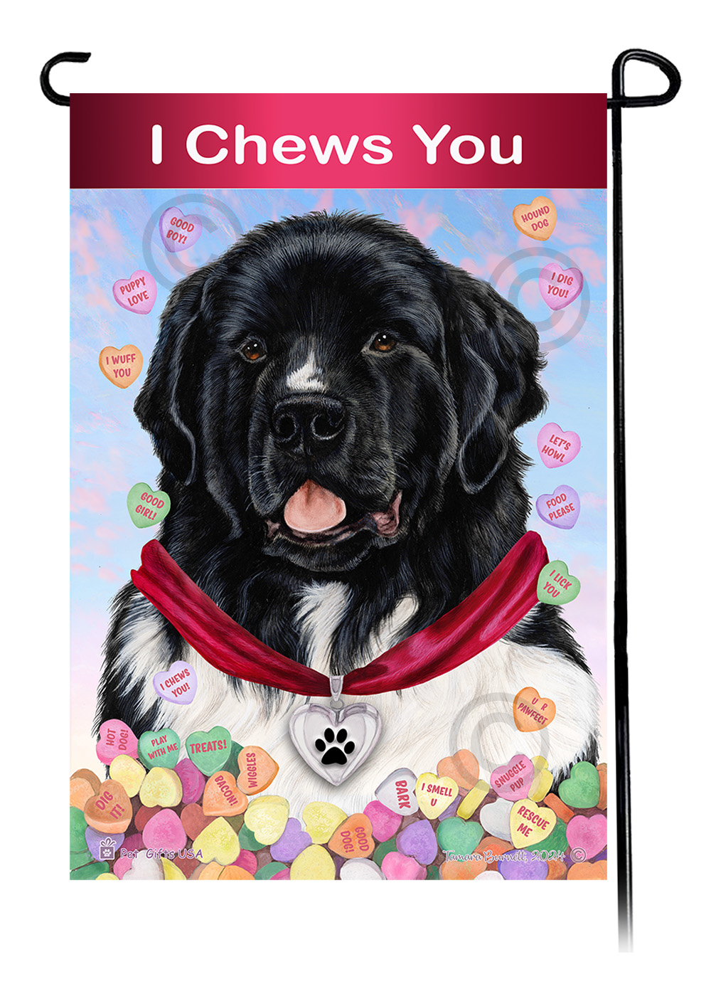 Newfoundland Landseer - Valentine Sweetheart Garden Flag | Pet Gifts USA