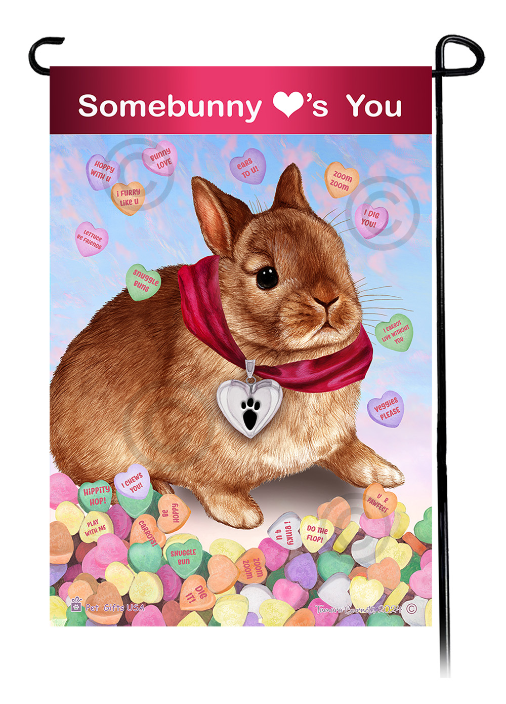 Rabbit Netherland Dwarf Cinnamon - Valentine Sweetheart Garden Flag ...