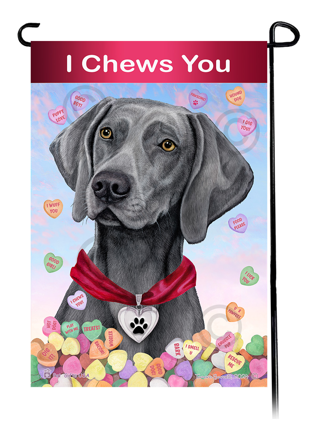 Weimaraner Light Blue - Valentine Sweetheart Garden Flag | Pet Gifts USA
