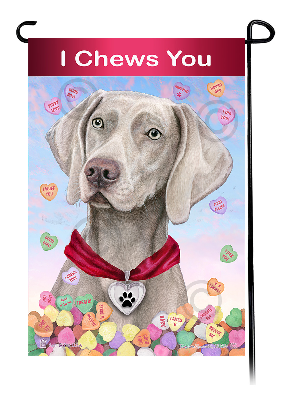 Weimaraner Light Grey - Valentine Sweetheart Garden Flag | Pet Gifts USA