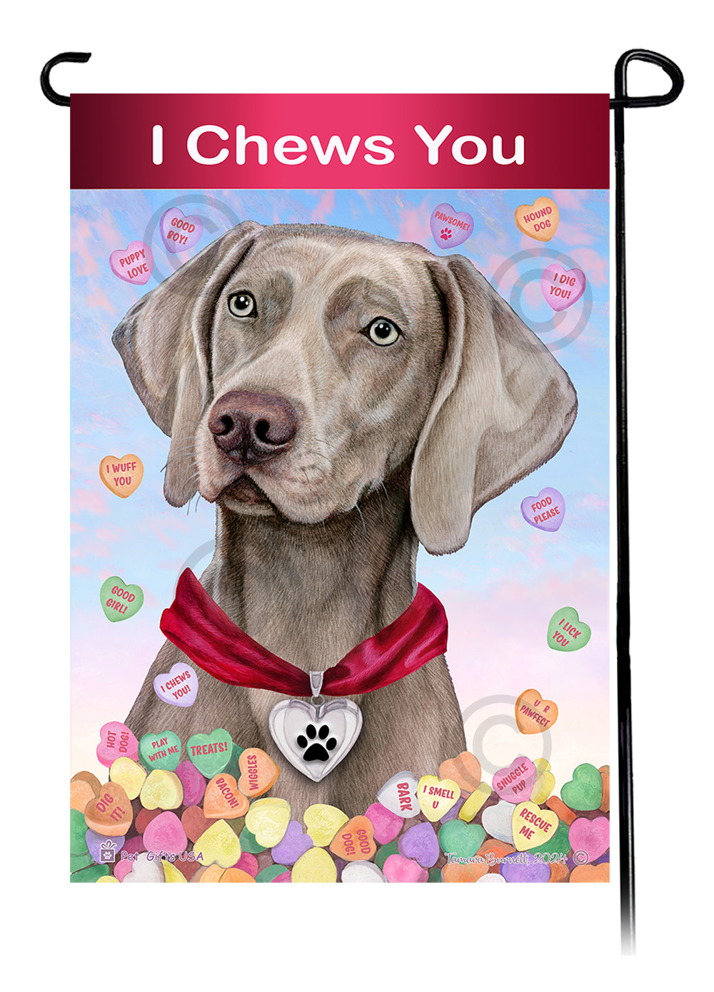 Weimaraner Silver Grey - Valentine Sweetheart Garden Flag | Pet Gifts USA