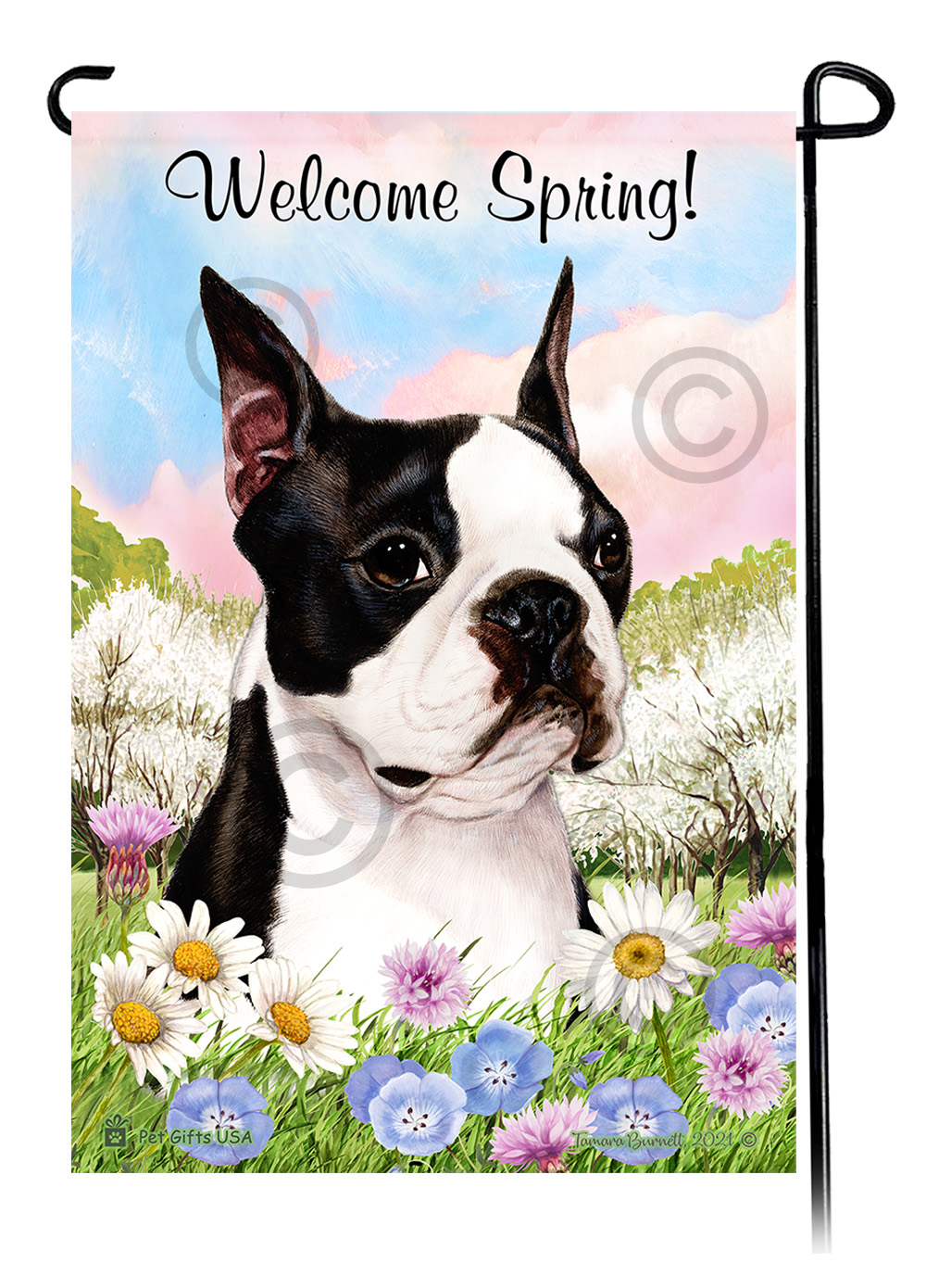 Boston Terrier - Welcome Spring Garden Flag | Pet Gifts USA