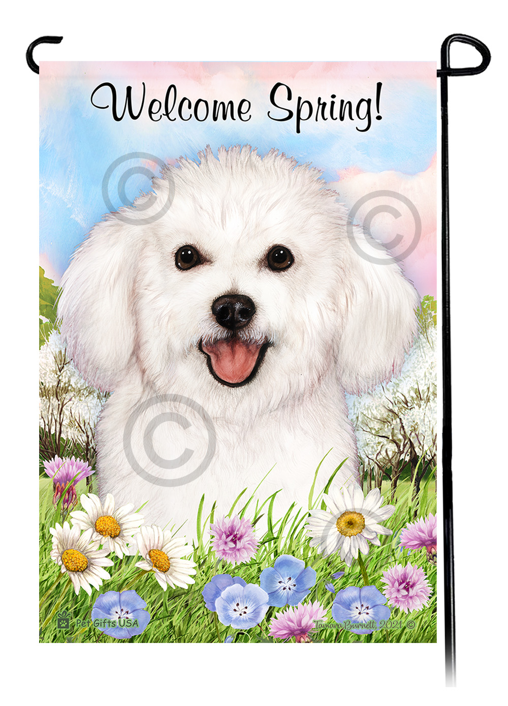 Bichon Frise - Welcome Spring Garden Flag - | Arks-N-Barks