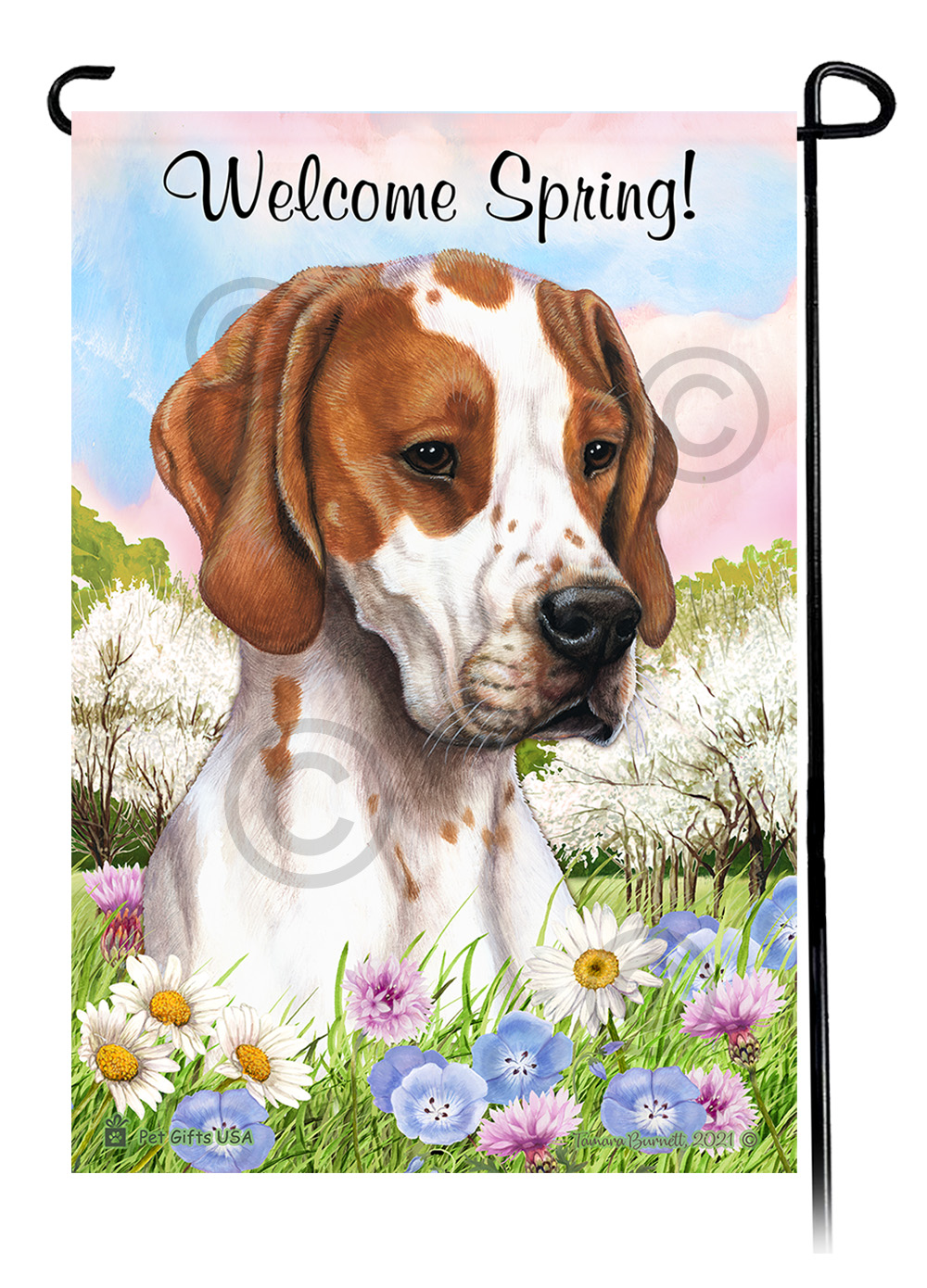English Pointer Red and White - Welcome Spring Garden Flag | Pet Gifts USA